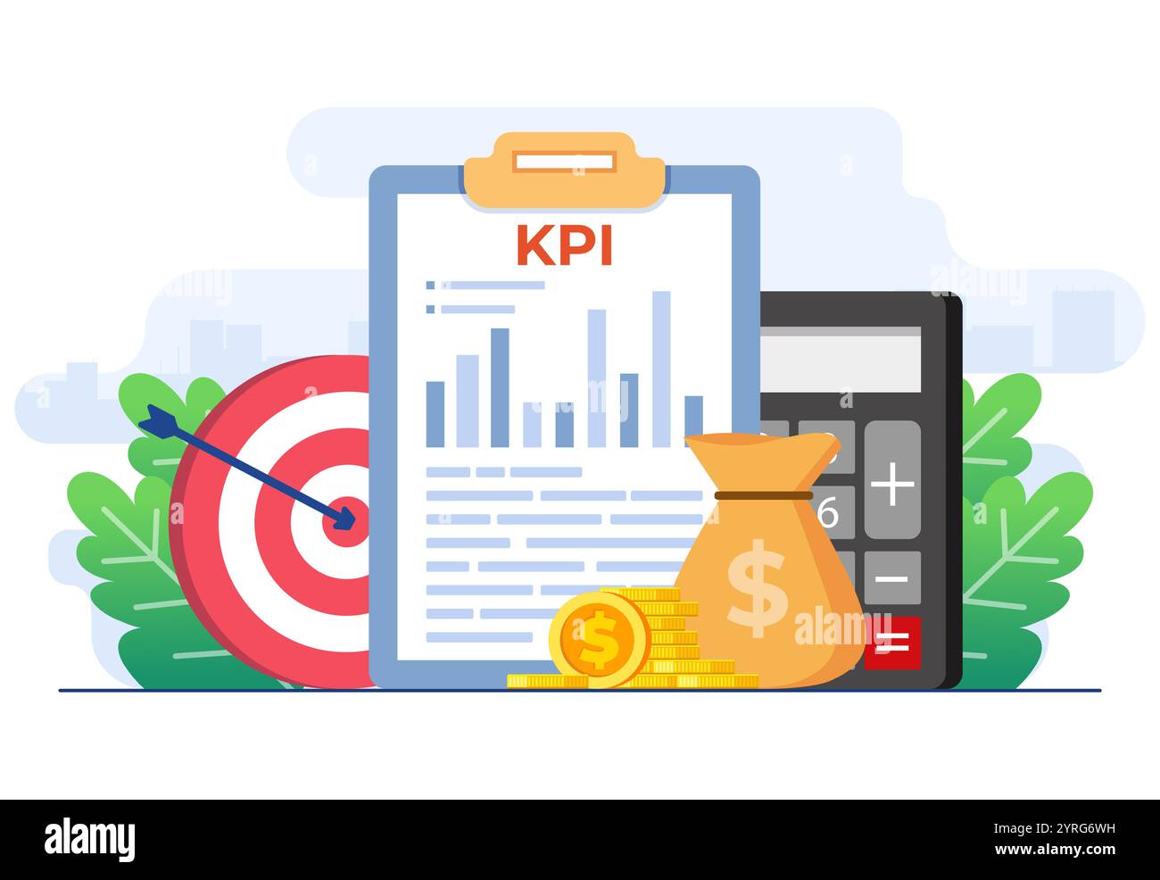 KPI, Key performance indicators business technical concept flat vector illustration, Performance ...