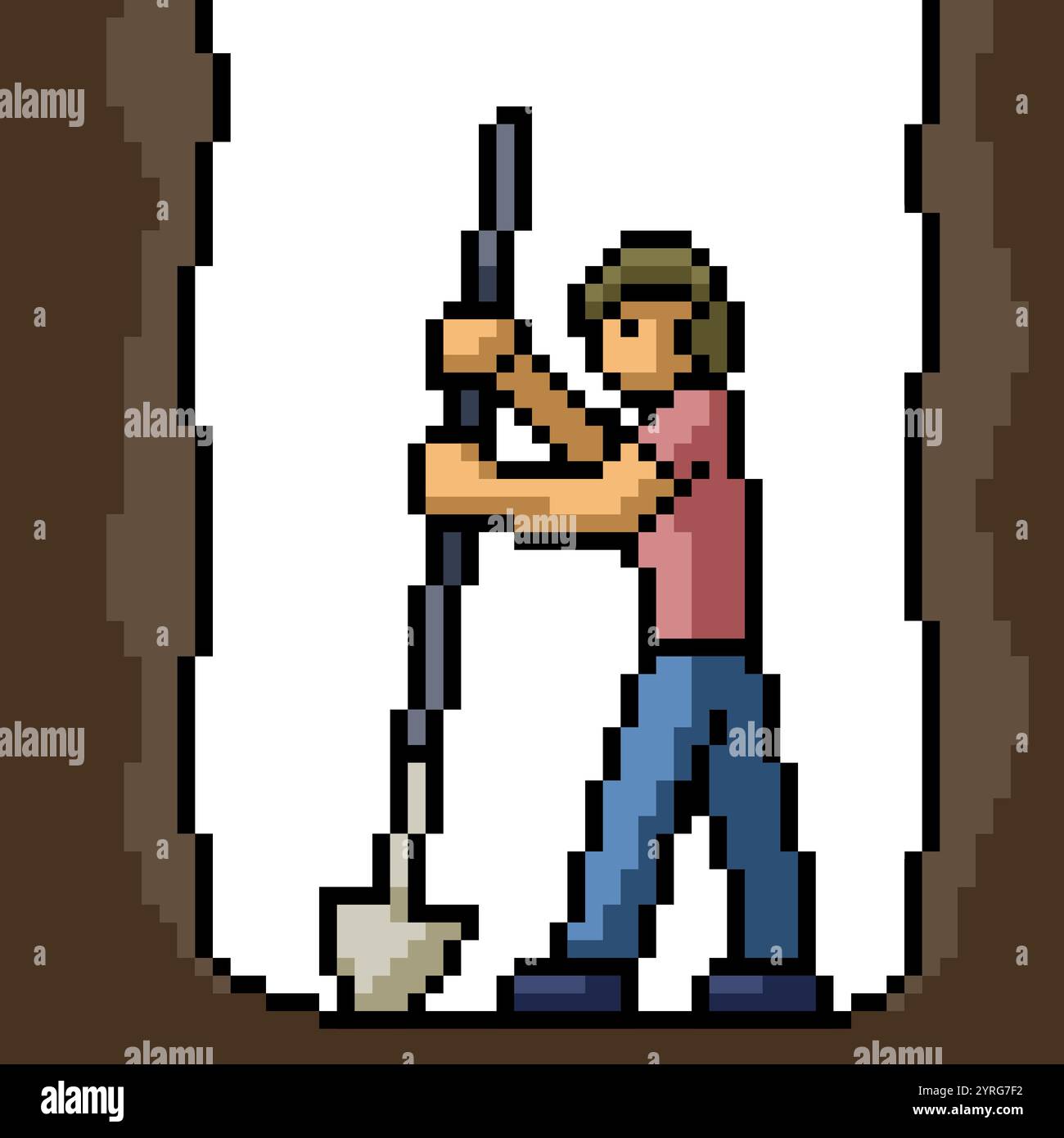 pixel art of man dig hole isolated background Stock Vector Image & Art ...