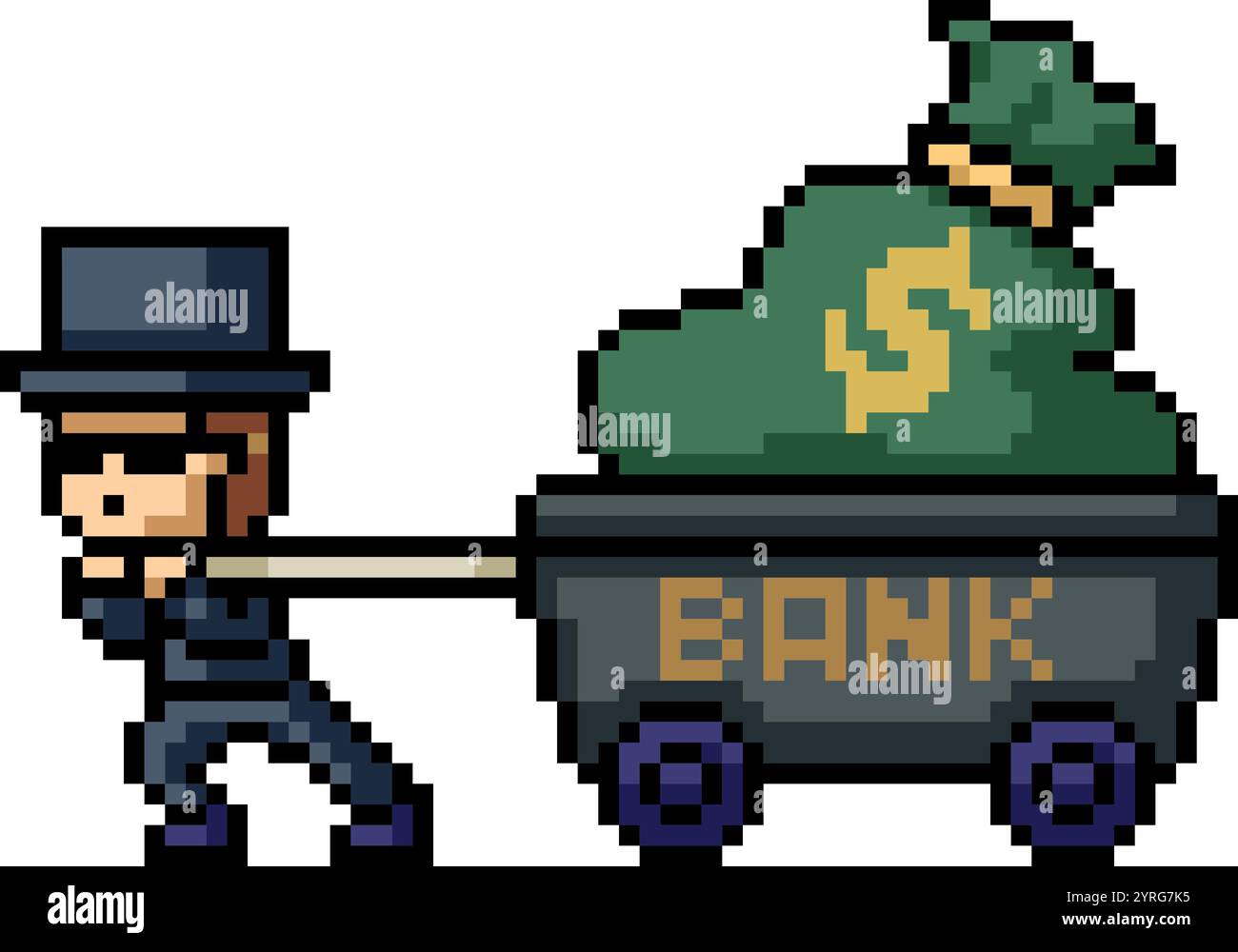 pixel art of man pull money isolated background Stock Vector Image ...