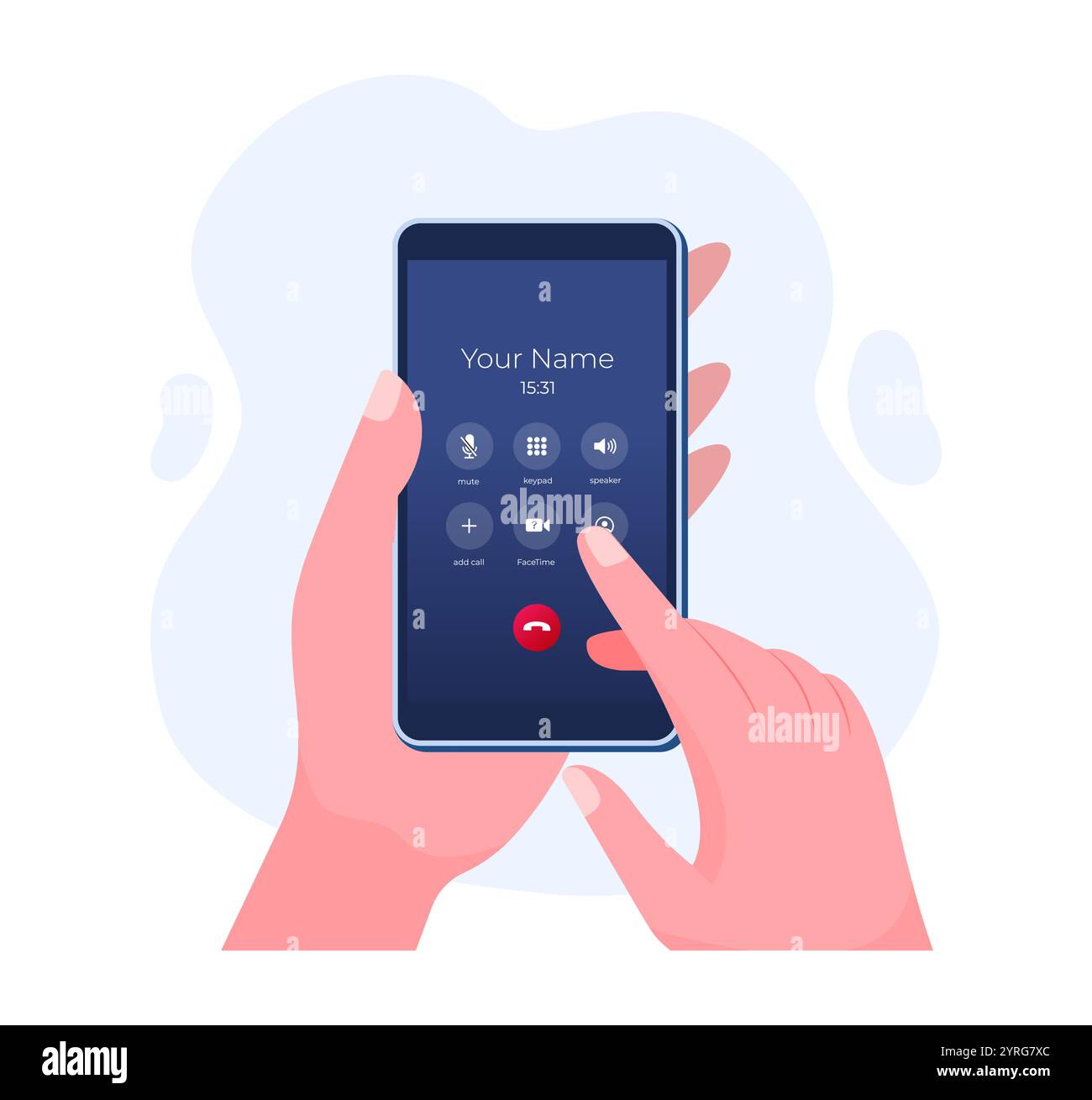 Smartphone ongoing call screen interface flat illustration vector ...