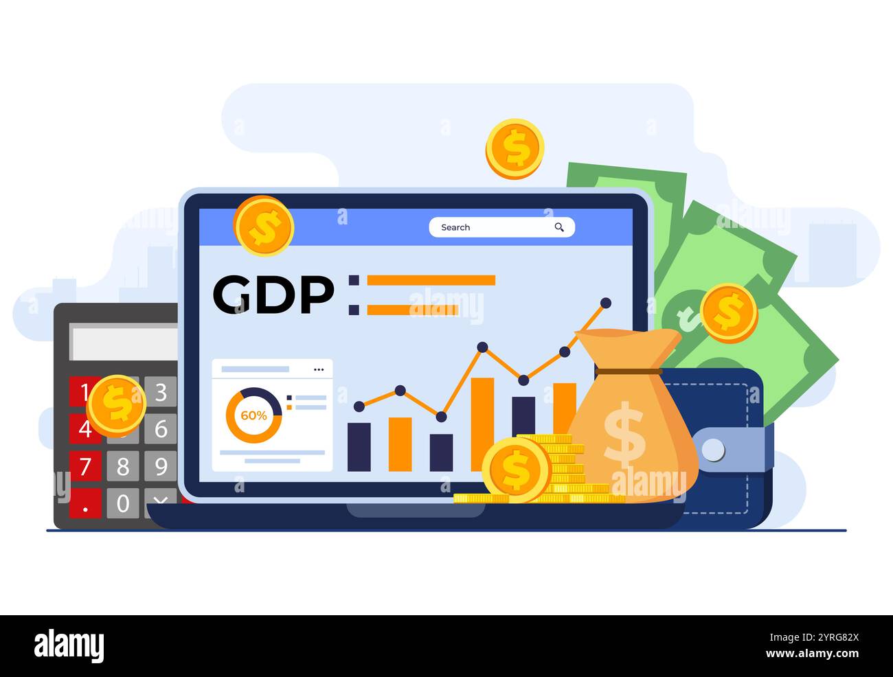 Gross domestic product concept flat illustration vector template ...