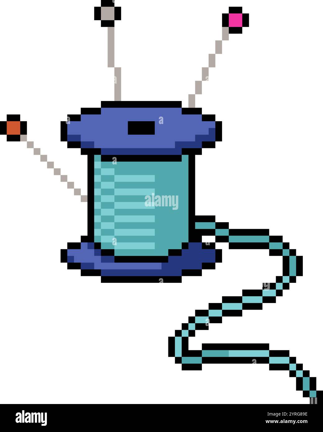 pixel art of thread spool needle isolated background Stock Vector Image ...