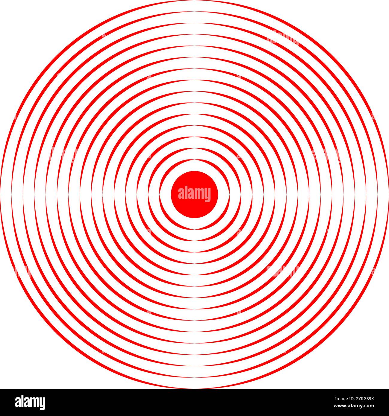 Red concentric circles. Pain localization icon. Sore or inflammation ...