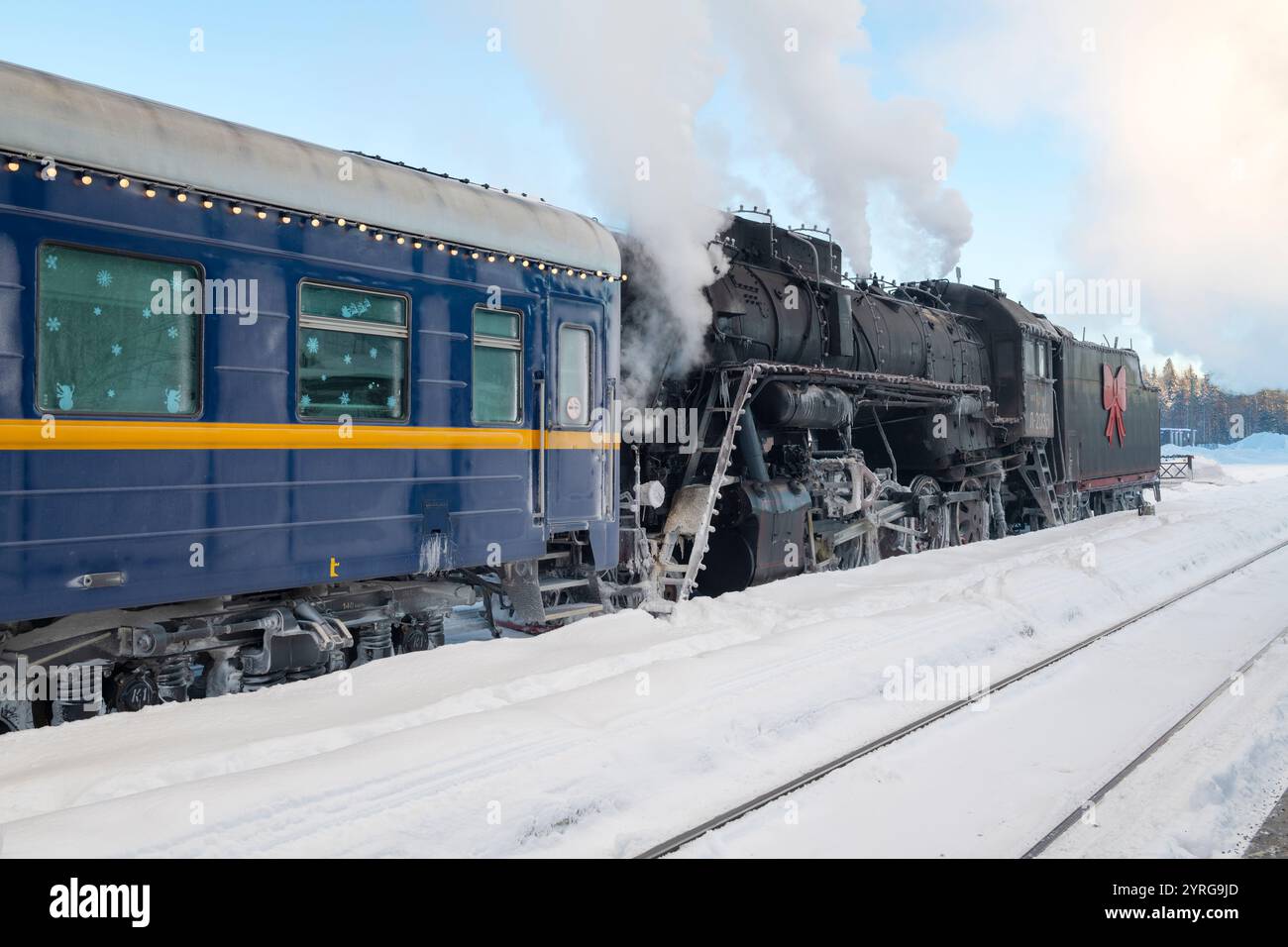 RUSKEALA, RUSSIA - JANUARY 20, 2024: Steam locomotive L-2035 of the ...
