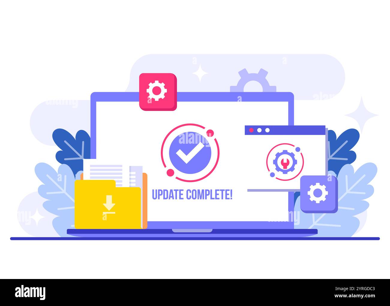 System maintenance flat vector illustration, Error, Fixing trouble ... System maintenance flat vector illustration, Error, Fixing trouble ...