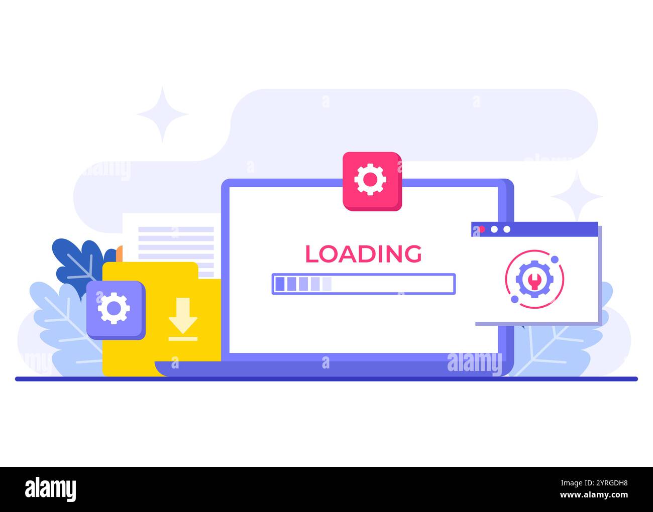 System maintenance flat vector illustration, Error, Fixing trouble ...