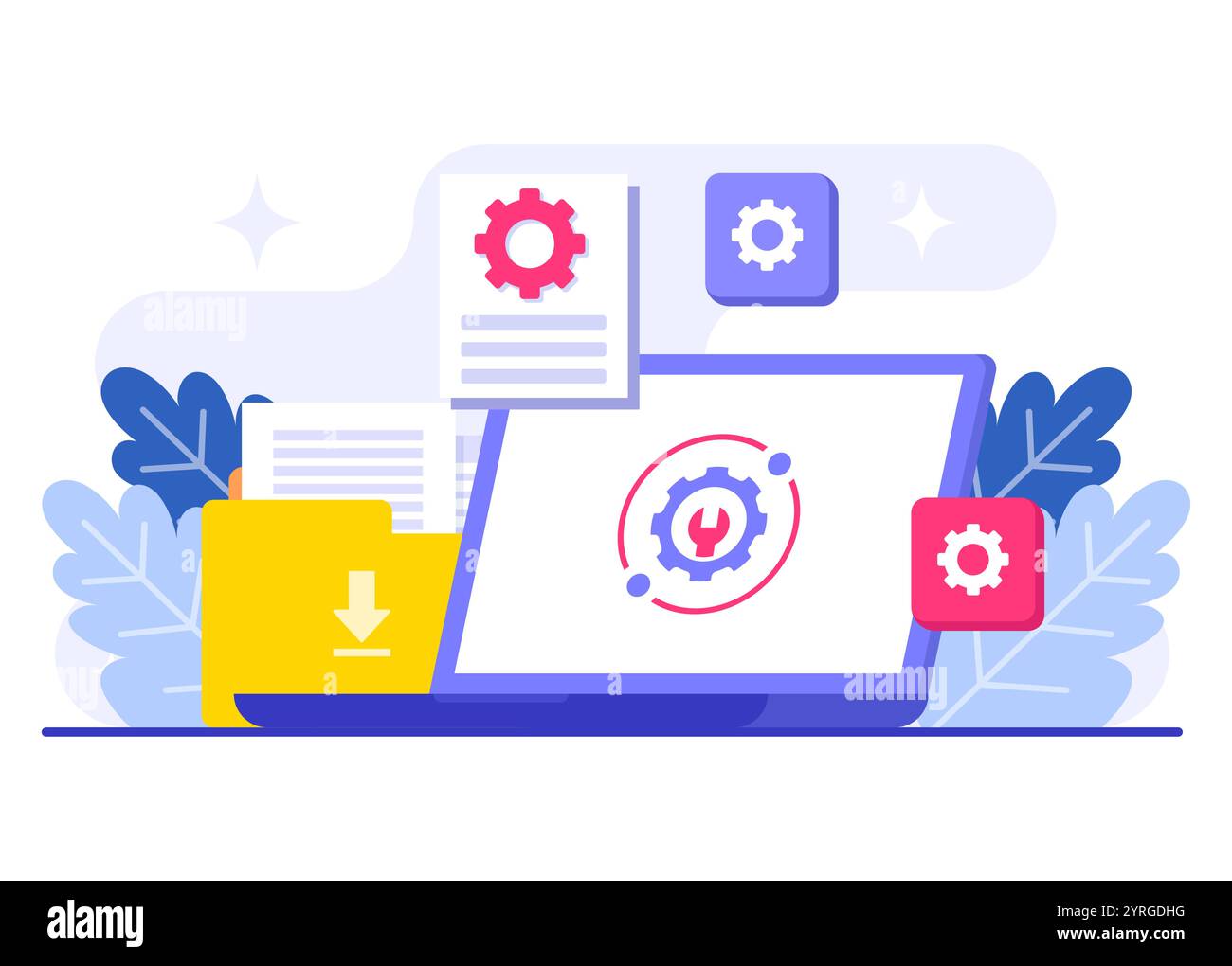 System maintenance flat vector illustration, Error, Fixing trouble ... System maintenance flat vector illustration, Error, Fixing trouble ...