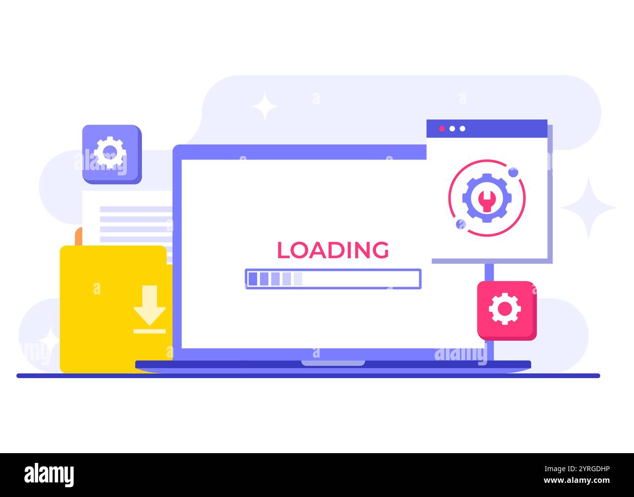 System maintenance flat vector illustration, Error, Fixing trouble ... System maintenance flat vector illustration, Error, Fixing trouble ...