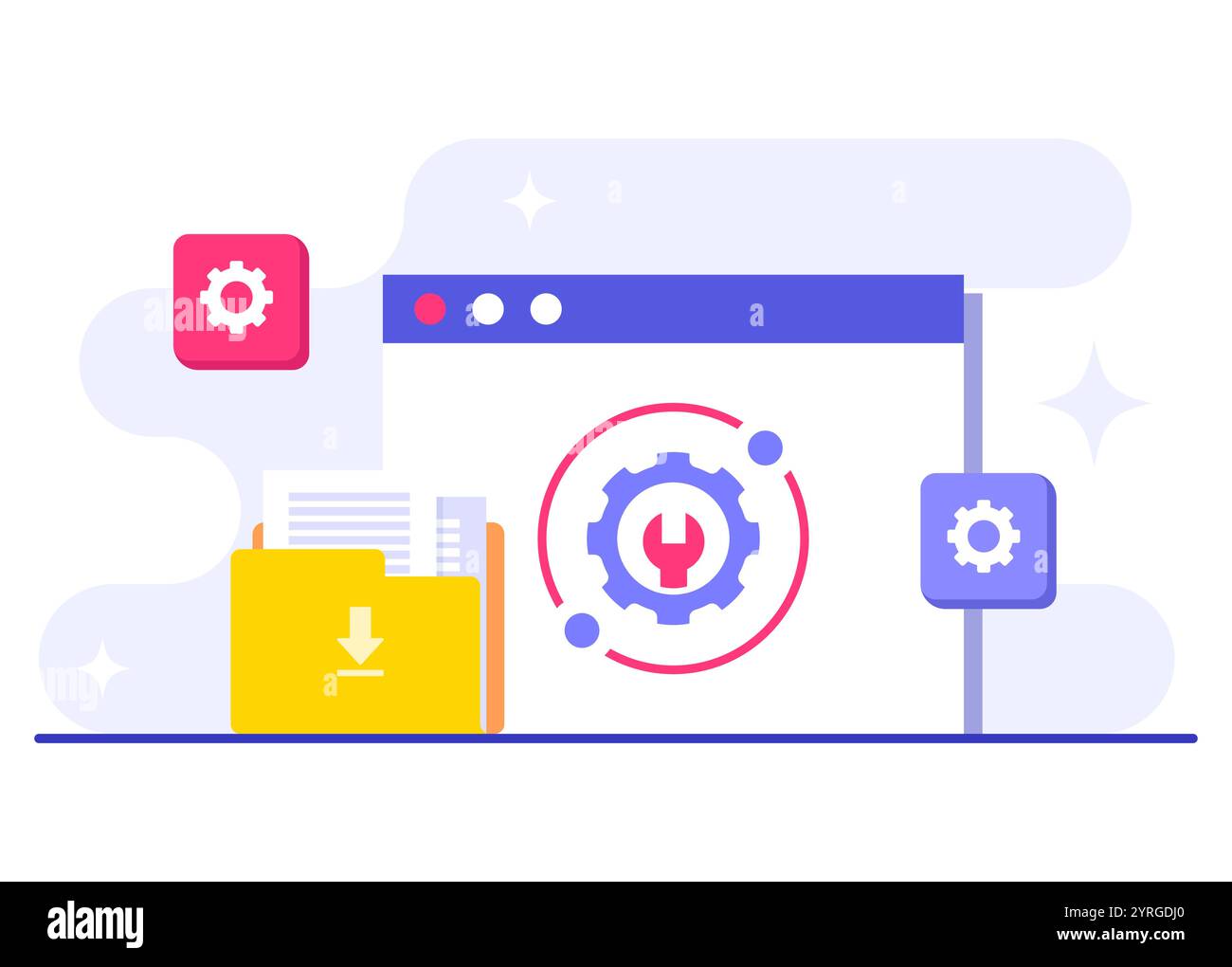 System maintenance flat vector illustration, Error, Fixing trouble ... System maintenance flat vector illustration, Error, Fixing trouble ...