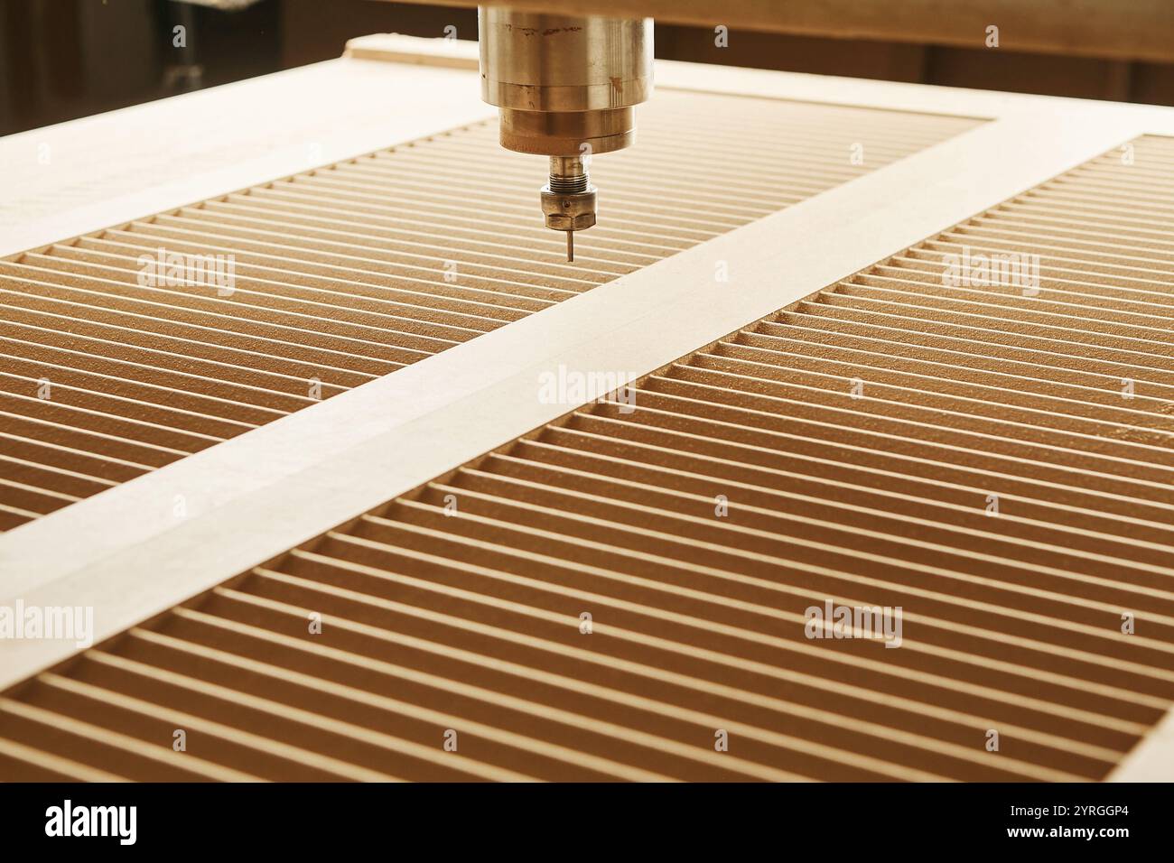 Machine with computer numerical control for cutting wood with various router bits Stock Photo ...