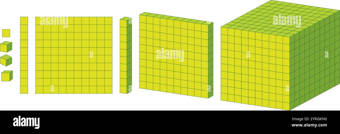 Colorful blocks illustrating mathematical concepts and dimensions Stock ...