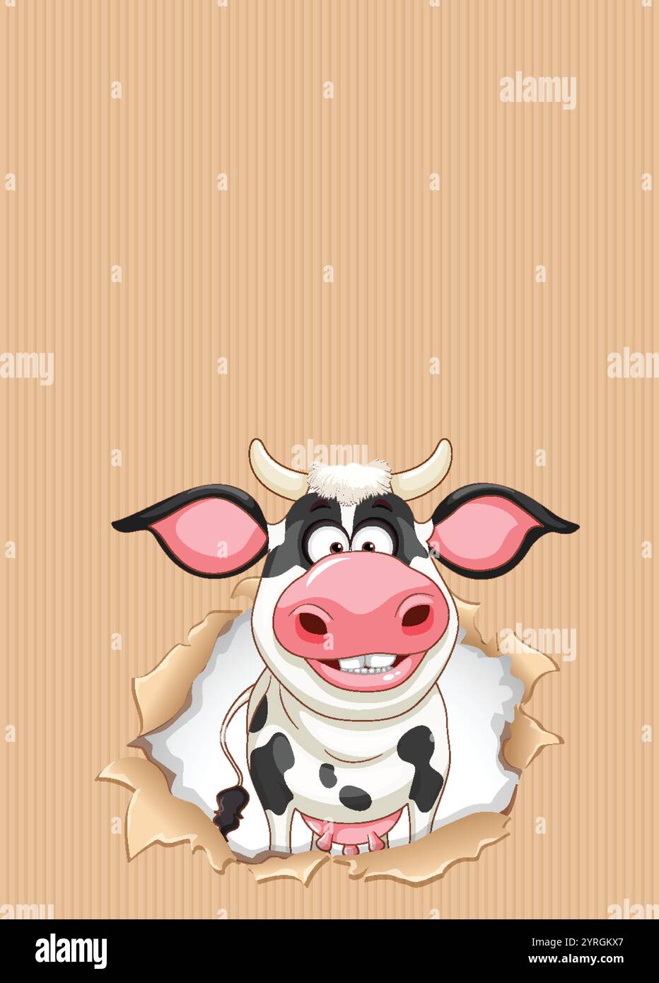 Cartoon cow peeking through torn paper Stock Vector Image & Art - Alamy