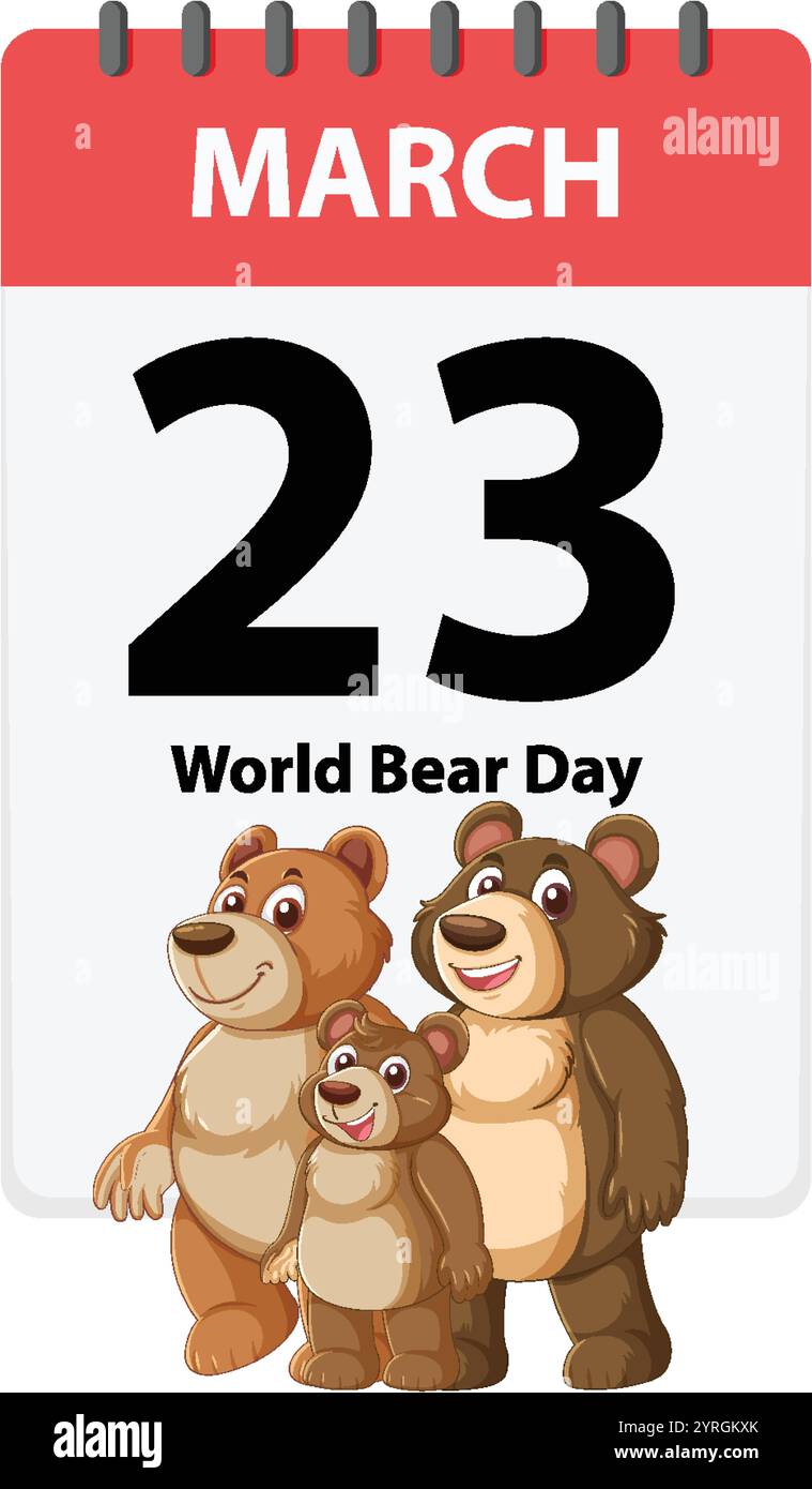 Illustration of bears with a calendar date Stock Vector Image & Art - Alamy