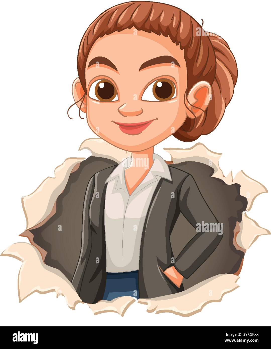 Illustration of a woman emerging through torn paper Stock Vector Image ...