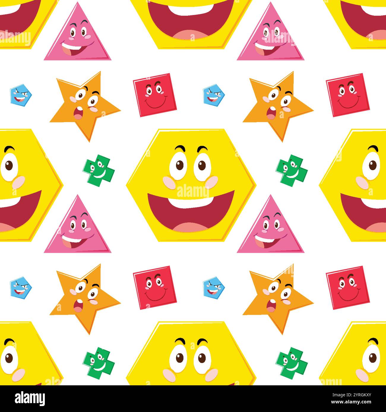 Bright shapes with smiling faces and expressions Stock Vector Image ...