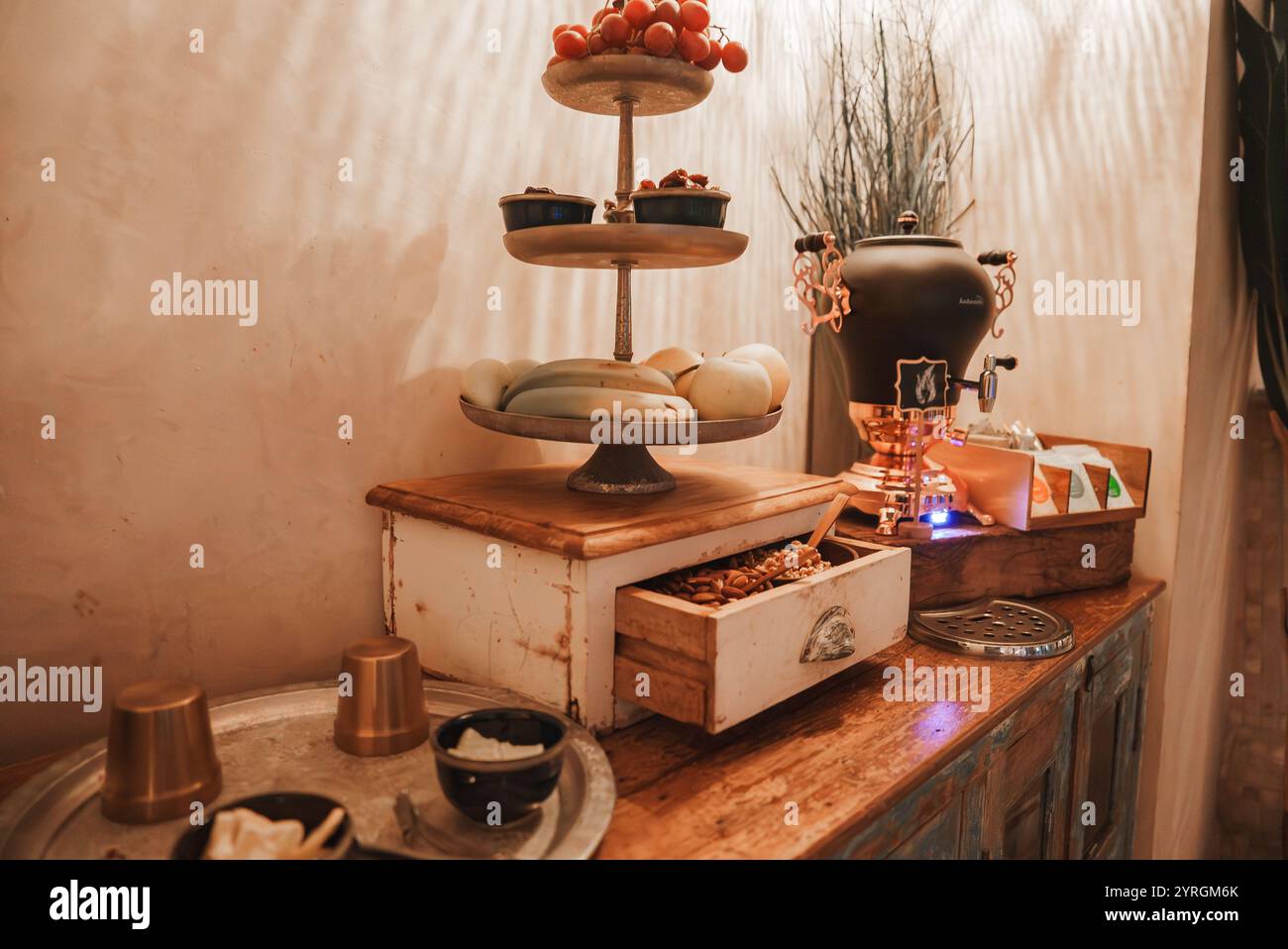 Luxurious Breakfast Setup in Marrakech Themed Boutique Hotel Stock ...