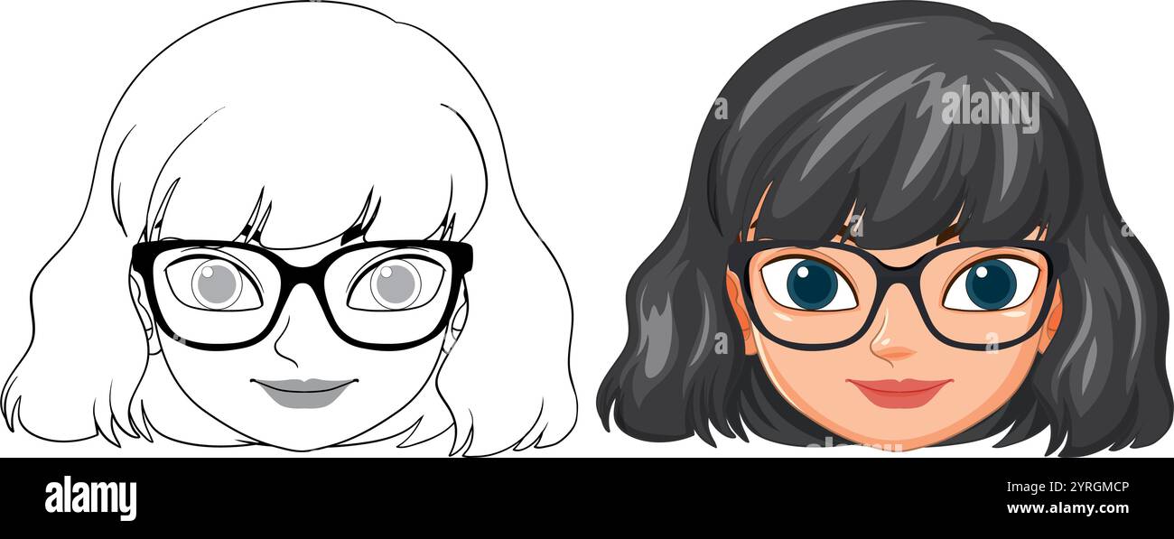 Color and outline versions of a woman's face Stock Vector Image & Art ...