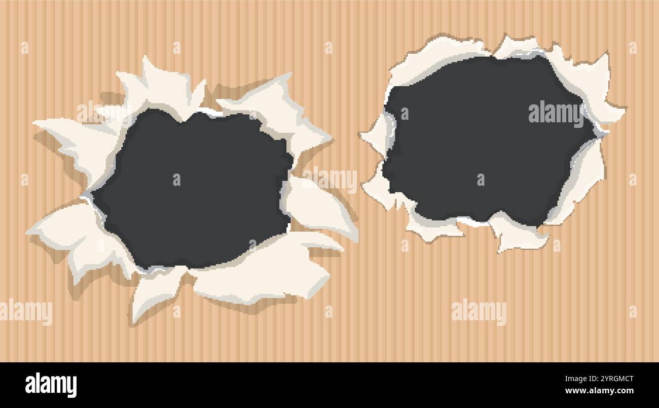 Two torn paper holes on a striped background Stock Vector Image & Art ...
