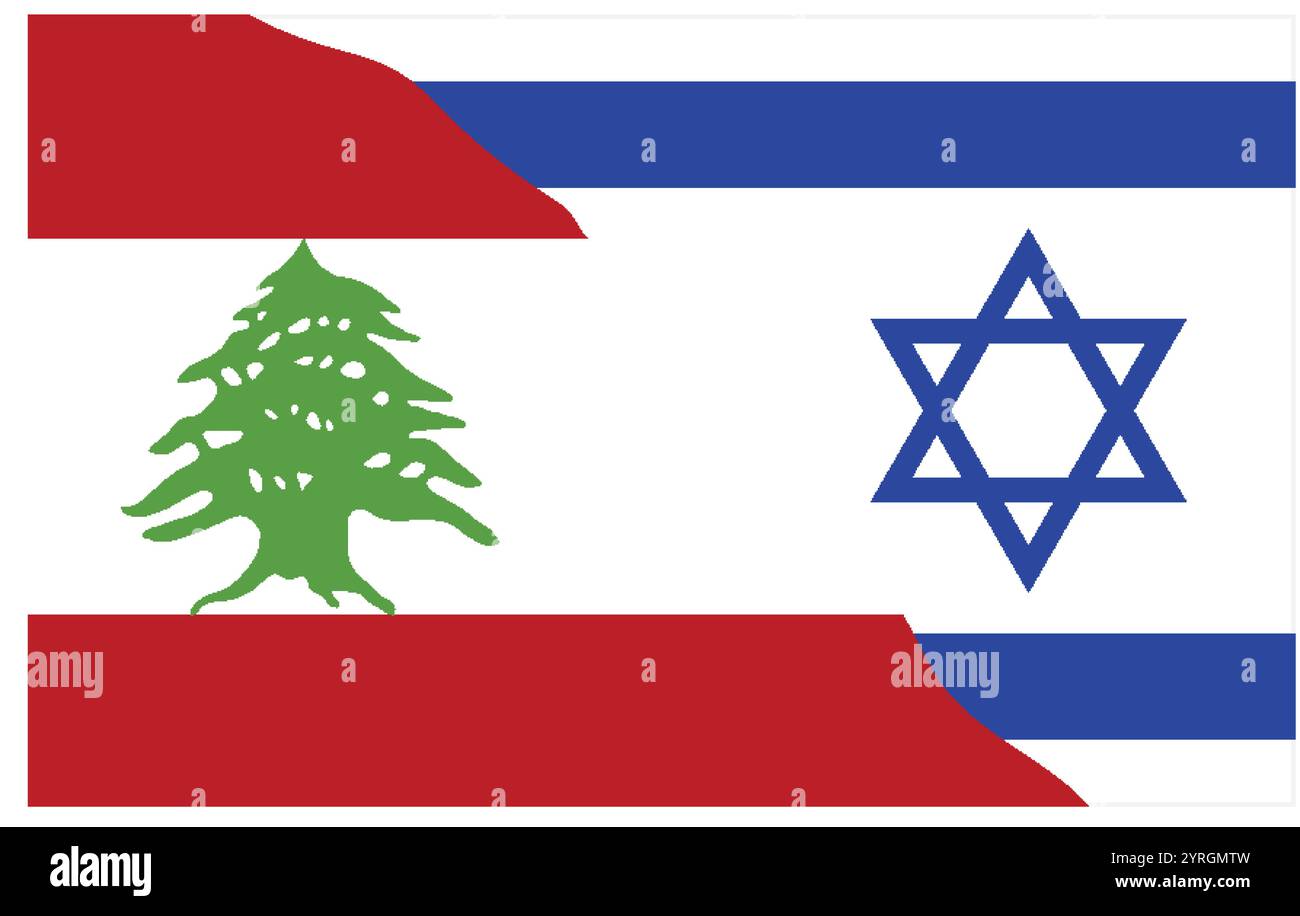 Illustration of Lebanon and Israel flags merged together Stock Vector ...