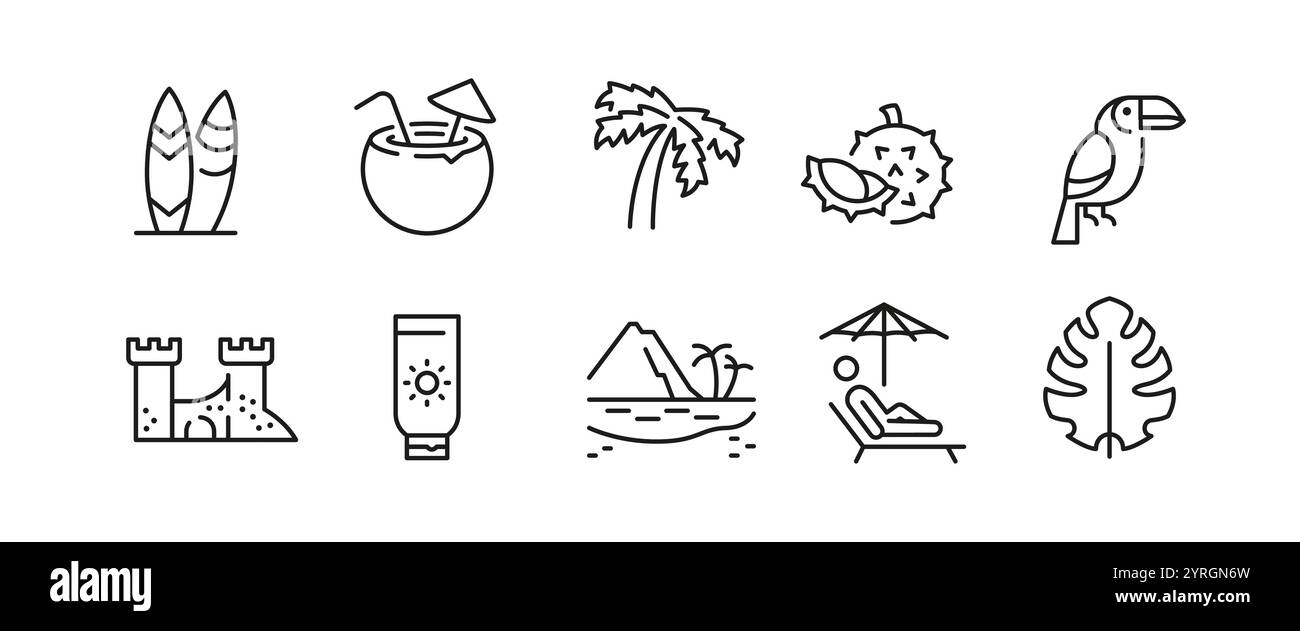 Beach Icons Set Stock Vector Image & Art - Alamy