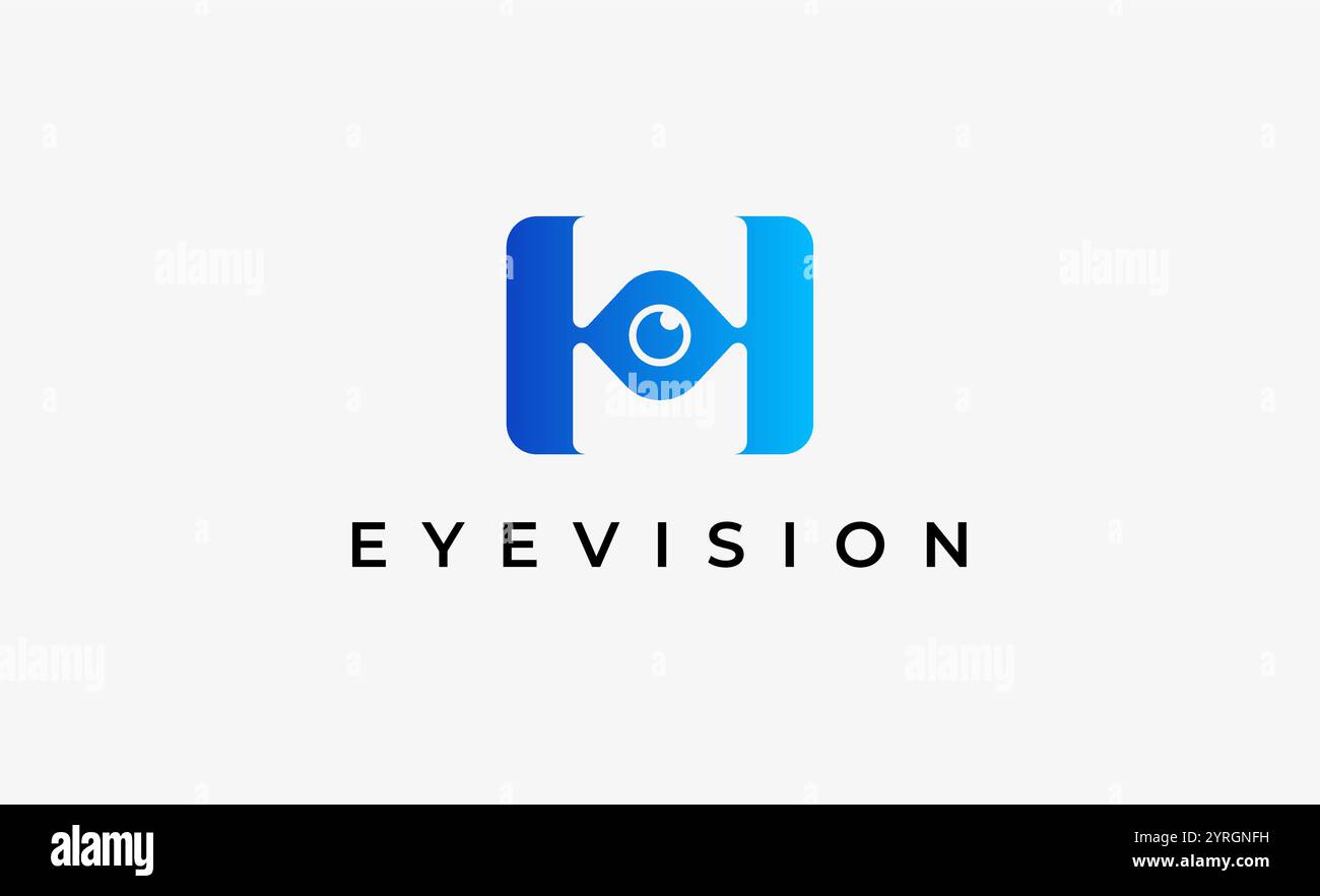 Logo Letter H and Eye Vision. Digital, visual with modern and ...