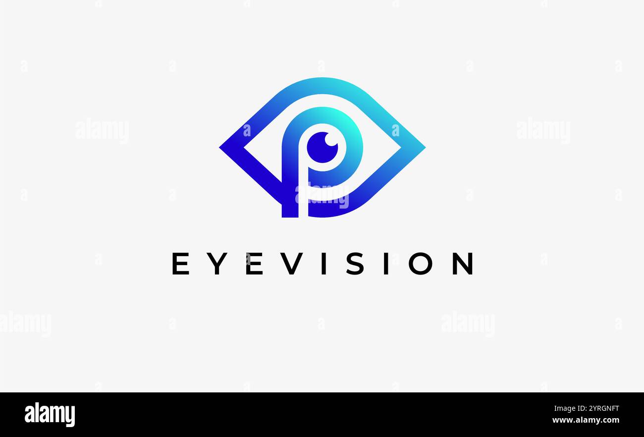 Logo Letter P and Eye Vision. Digital, visual with modern and ...