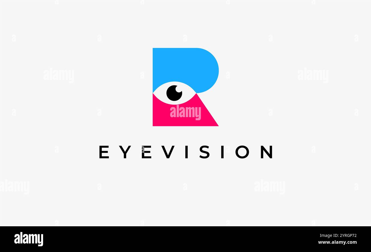 Logo Letter R and Eye Vision. Digital, visual with modern and ...