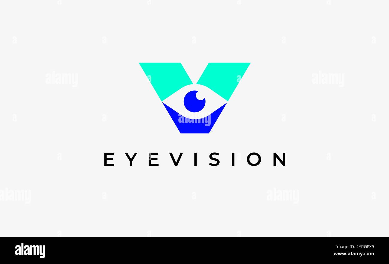 Logo Letter V and Eye Vision. Digital, visual with modern and ...