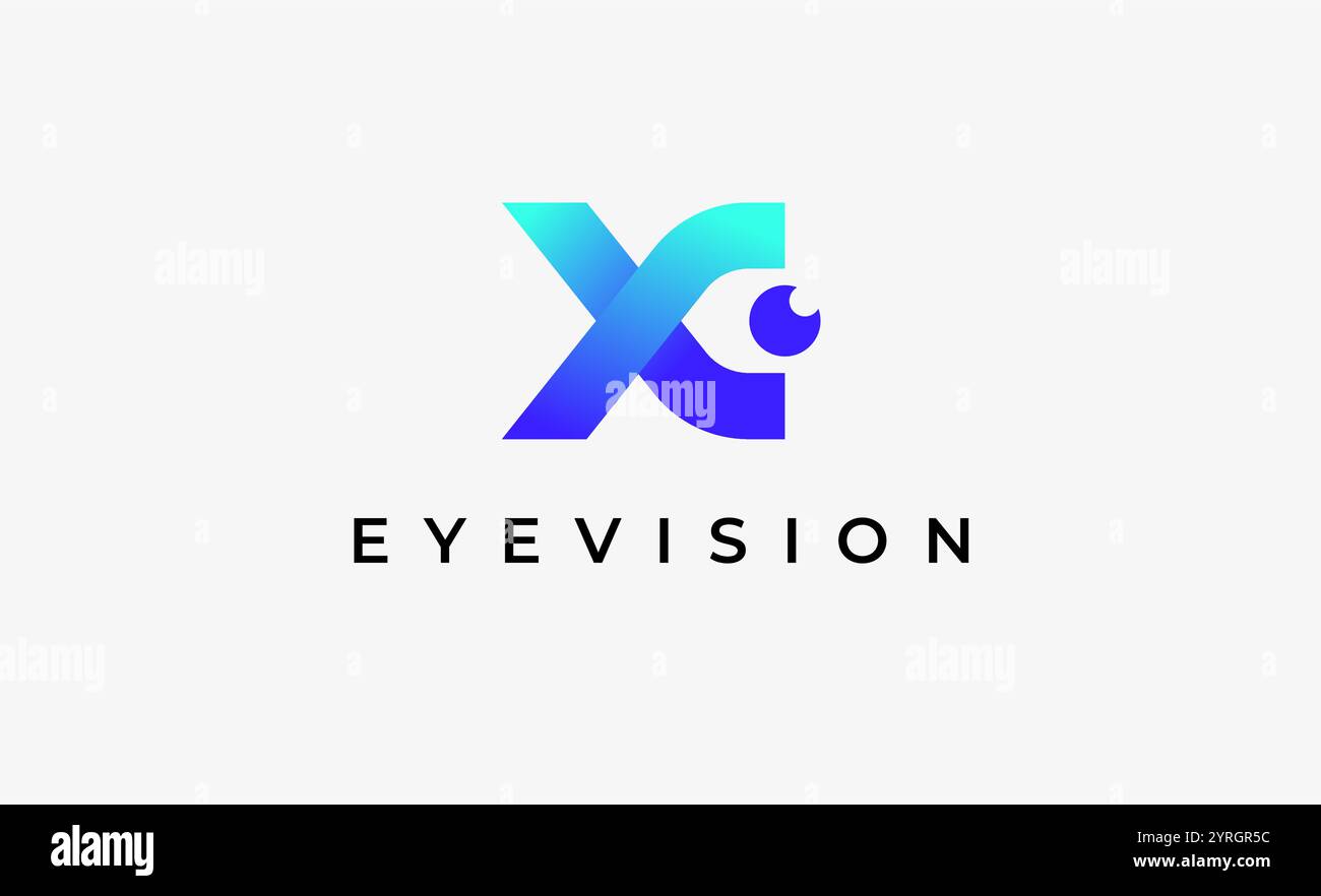 Logo Letter X and Eye Vision. Digital, visual with modern and ...