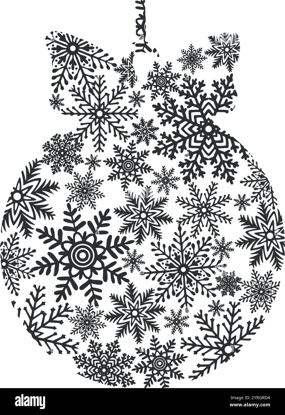 Snowflakes in christmas tree ball shape. Vector graphic illustration ...