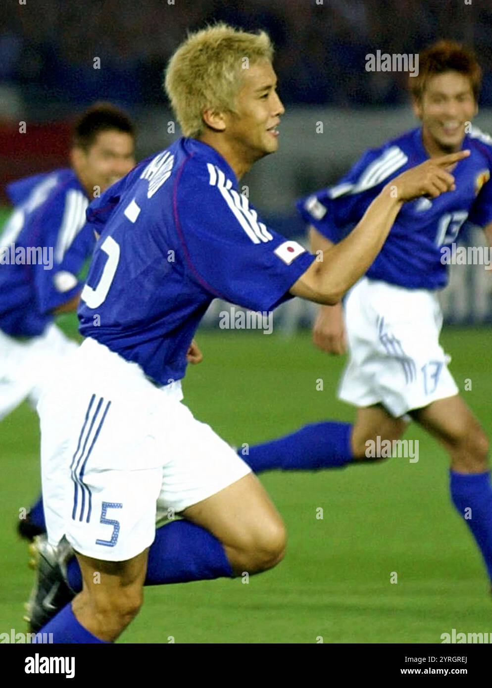 File photo: Junichi Inamoto of Japan celebrates after scoring in the ...