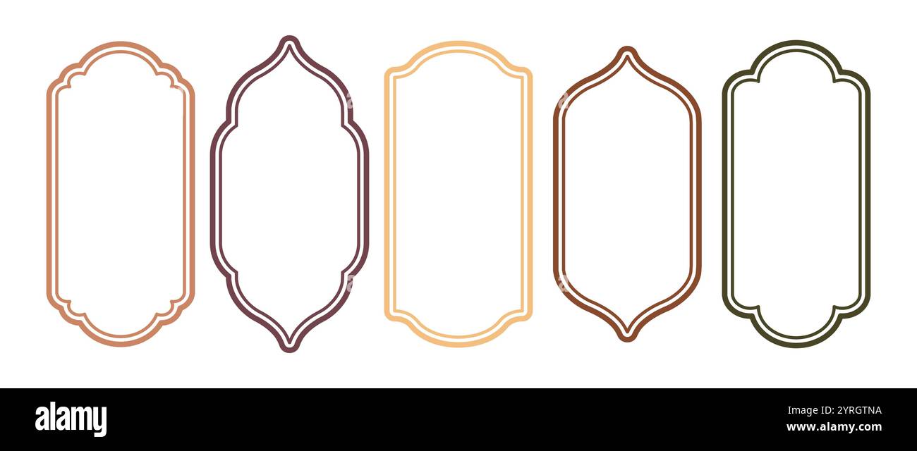 Islamic arch Windows. Indian architecture. Silhouettes of beige Arabic ...