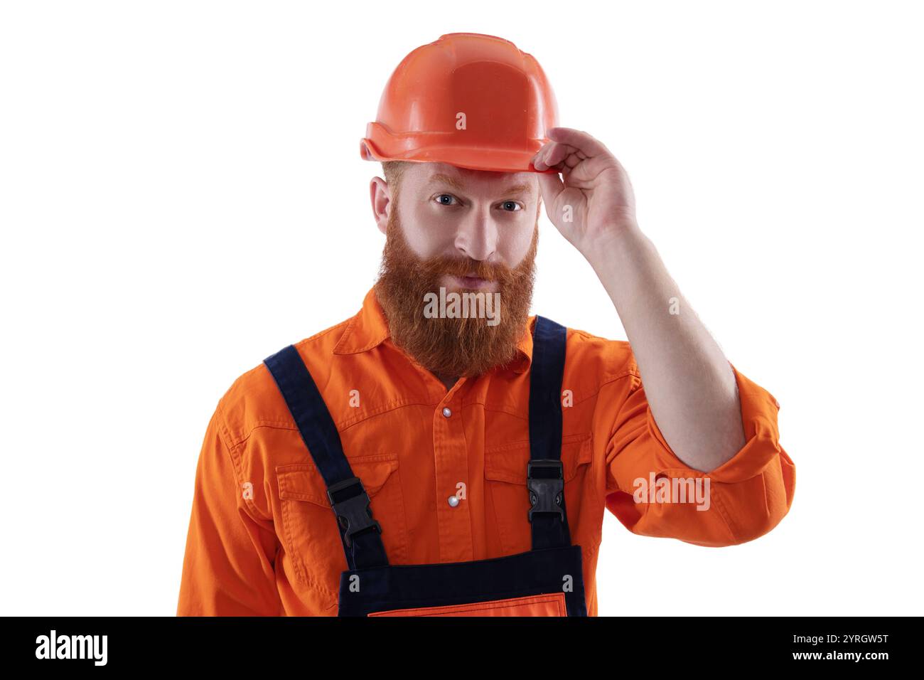 Workman isolated on white. Man builder engineer. Construction builder ...