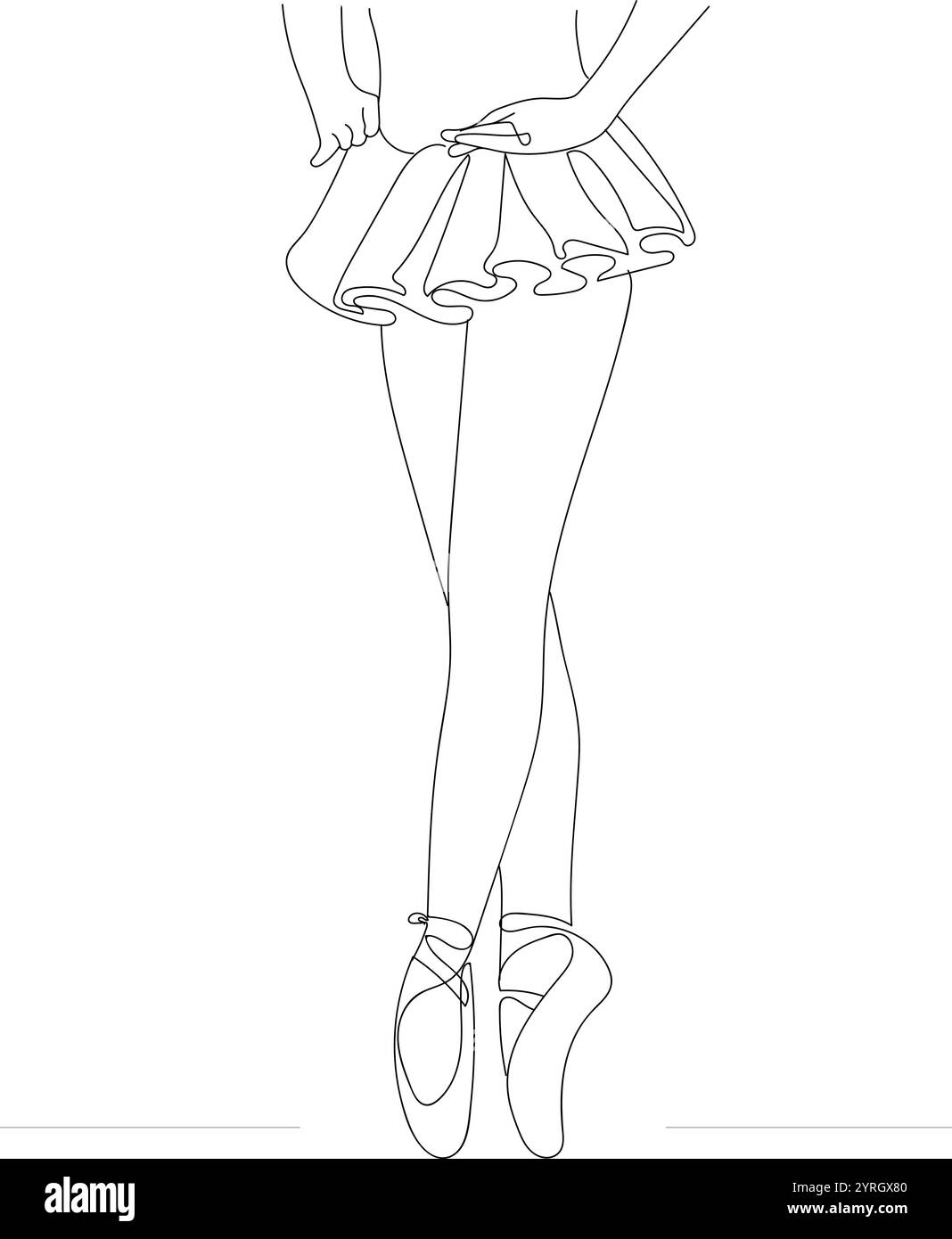 Dancing Leg Line Illustration, Ballerina's feet in pointe shoes. World ...