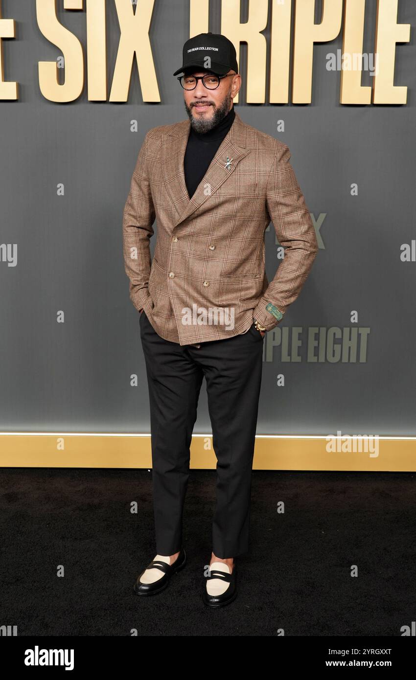 Swizz Beatz poses at the premiere of the film "The Six Triple Eight" on ...
