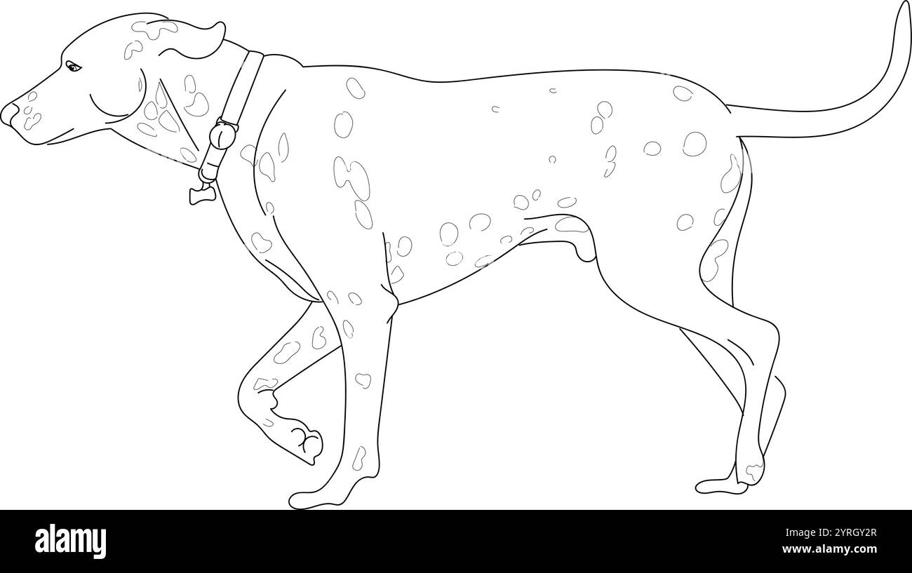 Dog Walking line illustration, Hand drawn in thin line style Stock ...