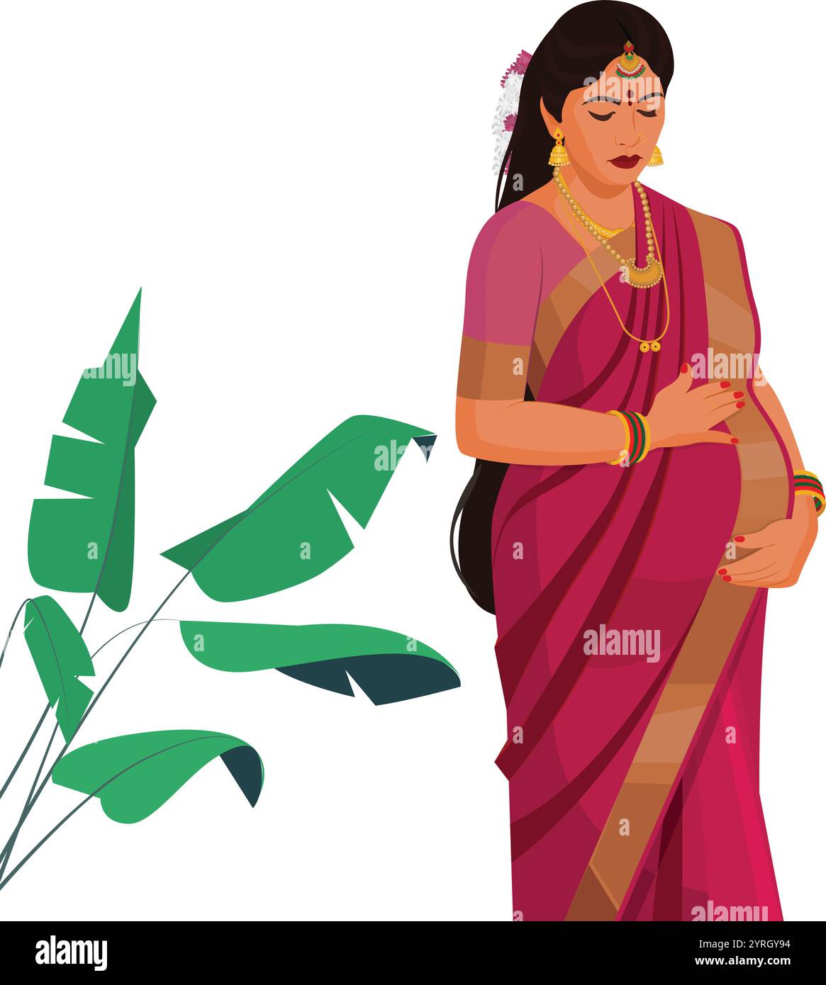 Indian pregnant saree hi-res stock photography and images - Alamy