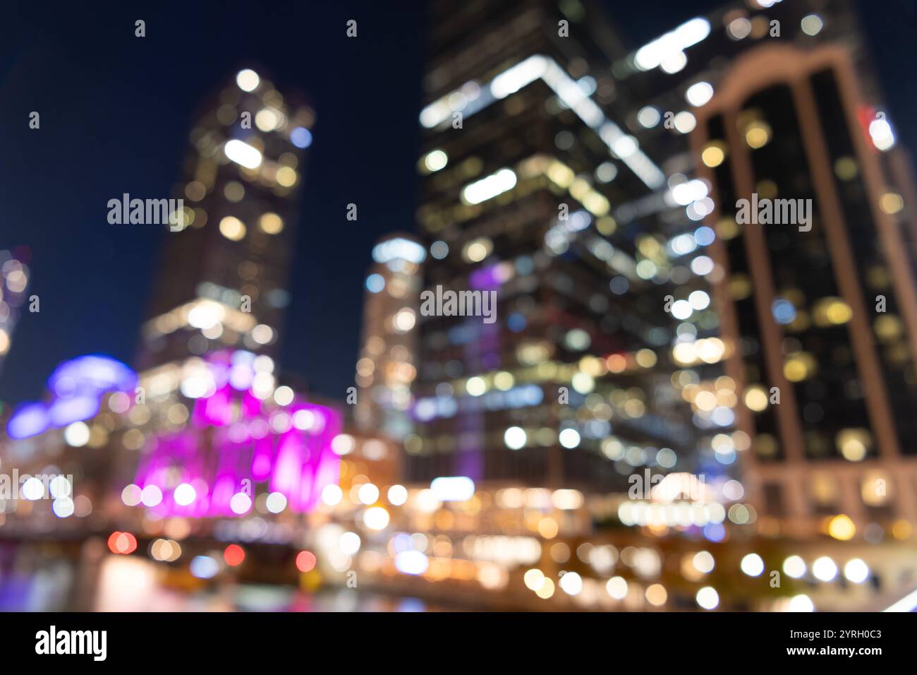 Defocused cityscape. Blur backdrop. City at night defocused background ...