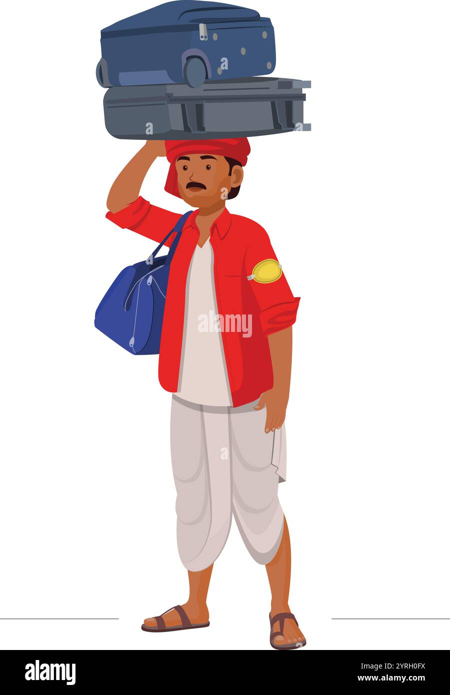 Indian railway porter, railway porter in red uniform carrying luggage ...