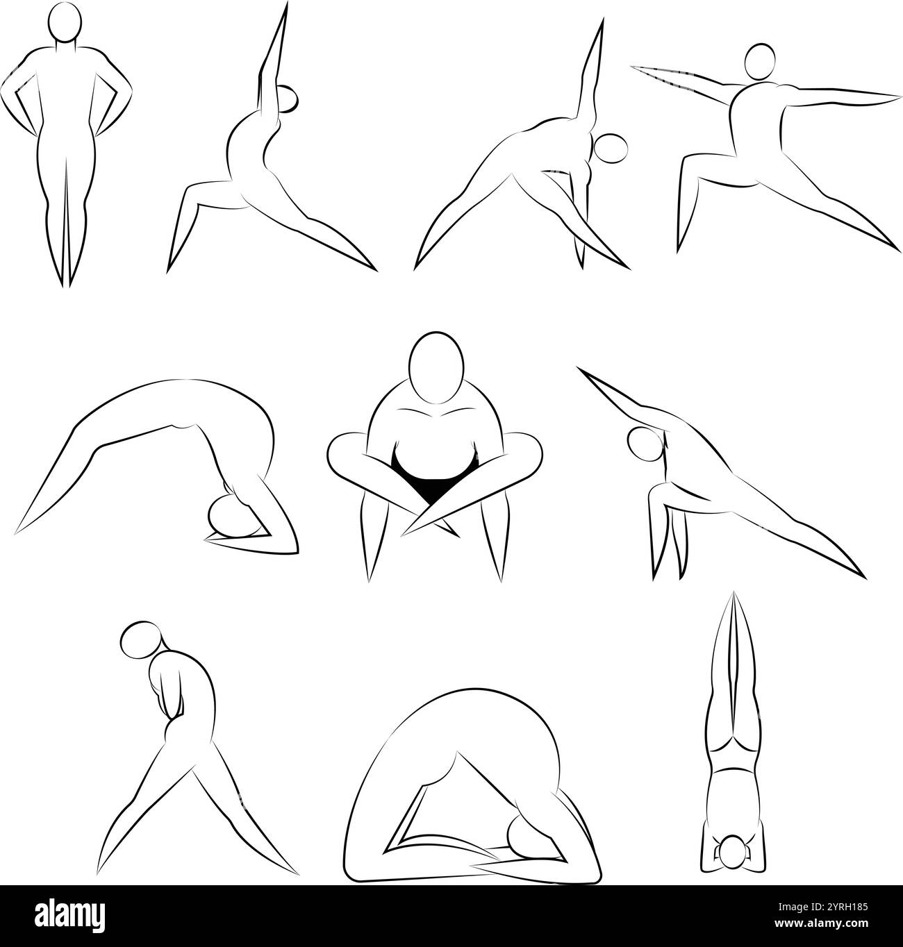 Yoga Poses, A collection of yoga poses icons. Line style of yoga poses ...