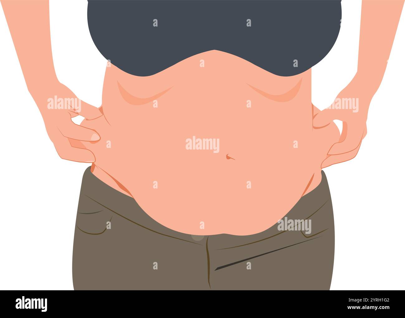 Overweight woman, woman touch fat on belly distressed with excessive ...