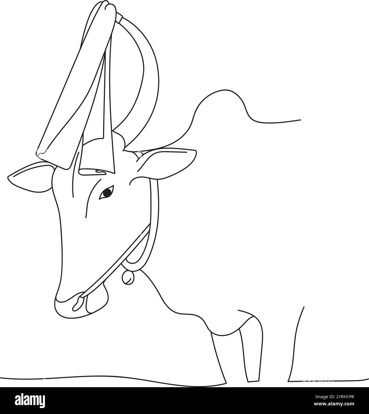 Indian Ox, Indian farmer Ox, Zebu bull. Brahman cattle., Hand drawn in ...