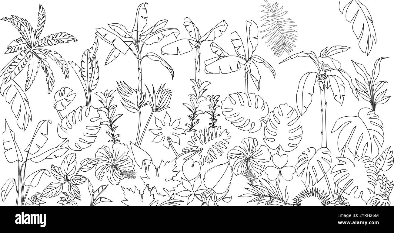 Wall Art, wall poster Jungle Palms Wallpaper, tropical leaves and ...