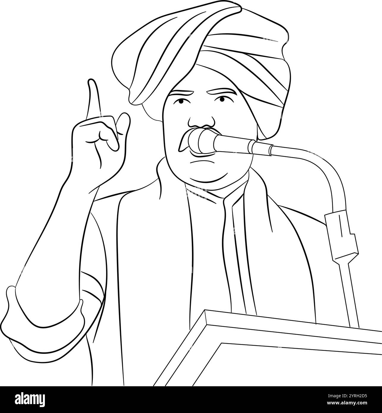 Indian politician giving speech, Indian politician hand drawn in thin line style Stock Vector ...
