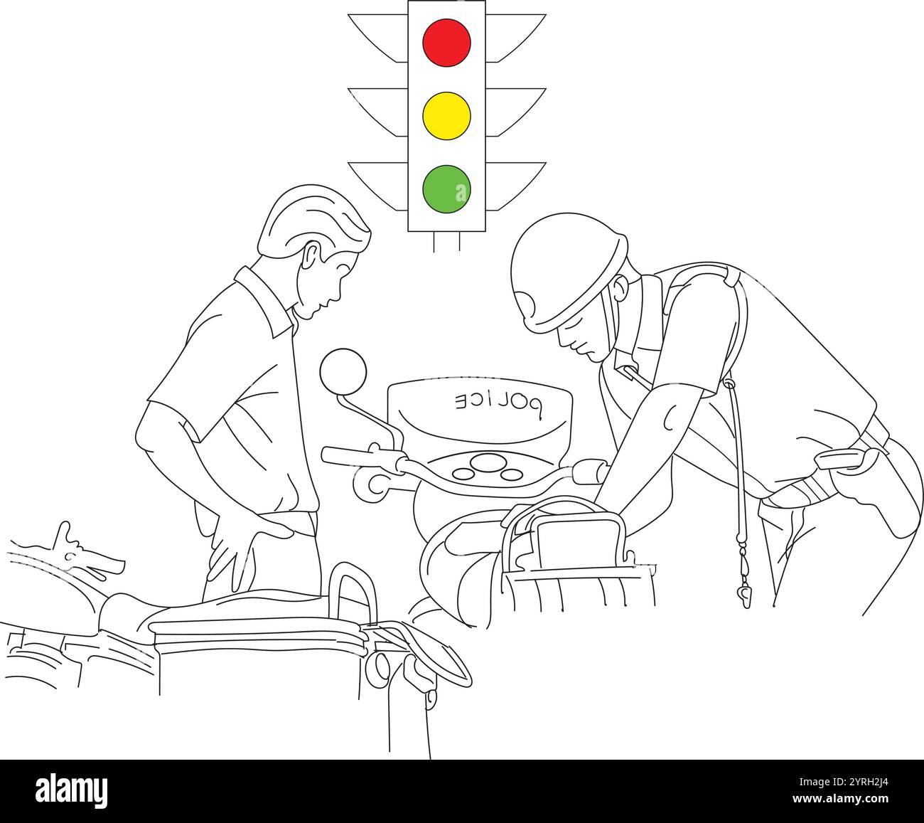 traffic police, hand drawn in thin line style Stock Vector Image & Art ...