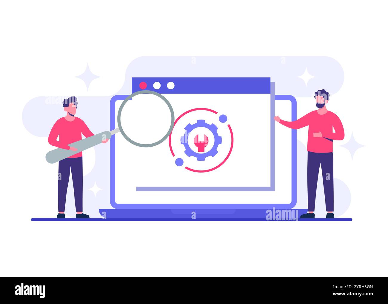 System maintenance flat vector illustration, Error, Fixing trouble ... System maintenance flat vector illustration, Error, Fixing trouble ...