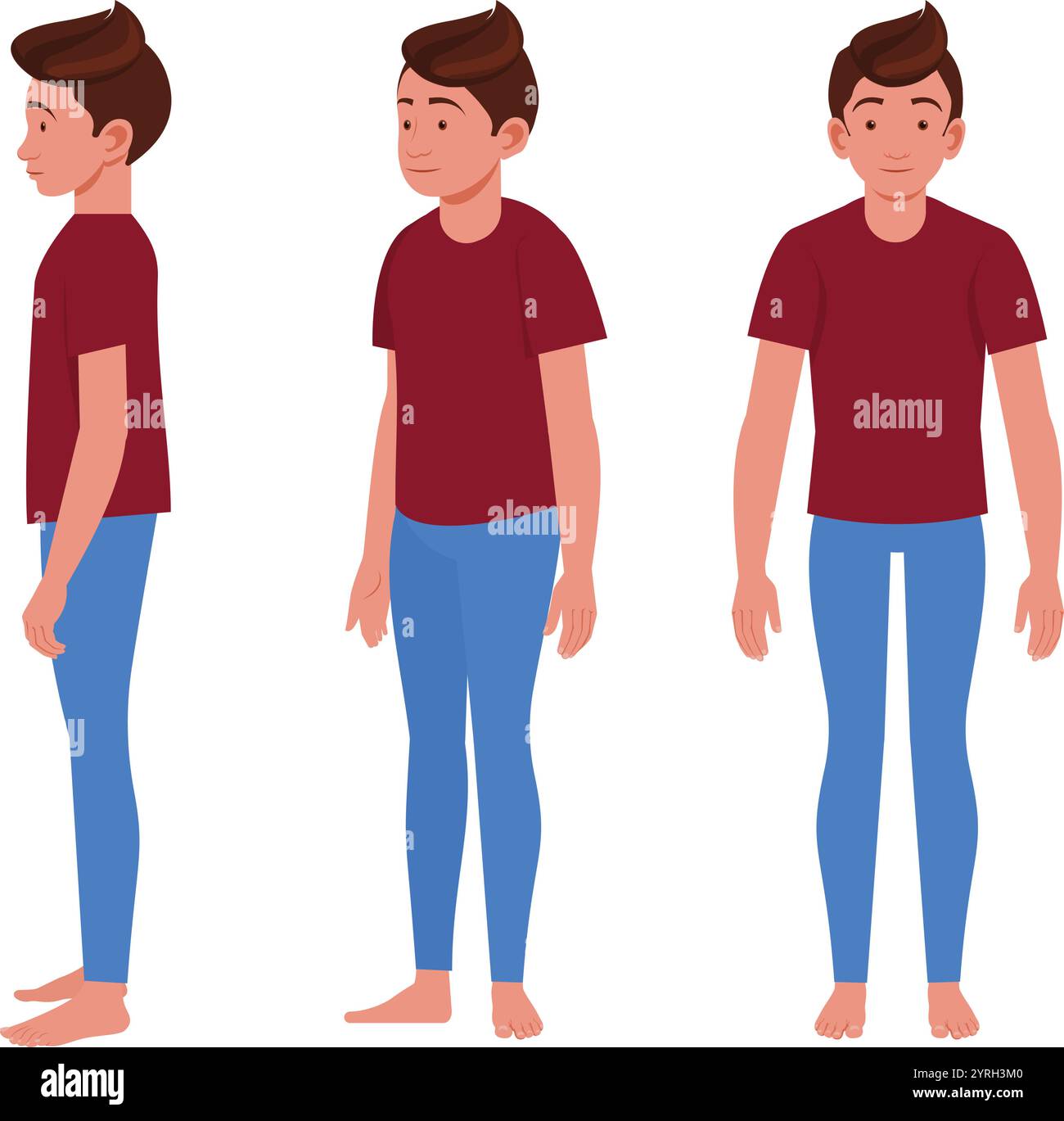 Boy Character Turnaround Model Sheet, Character Model sheet. Front ...