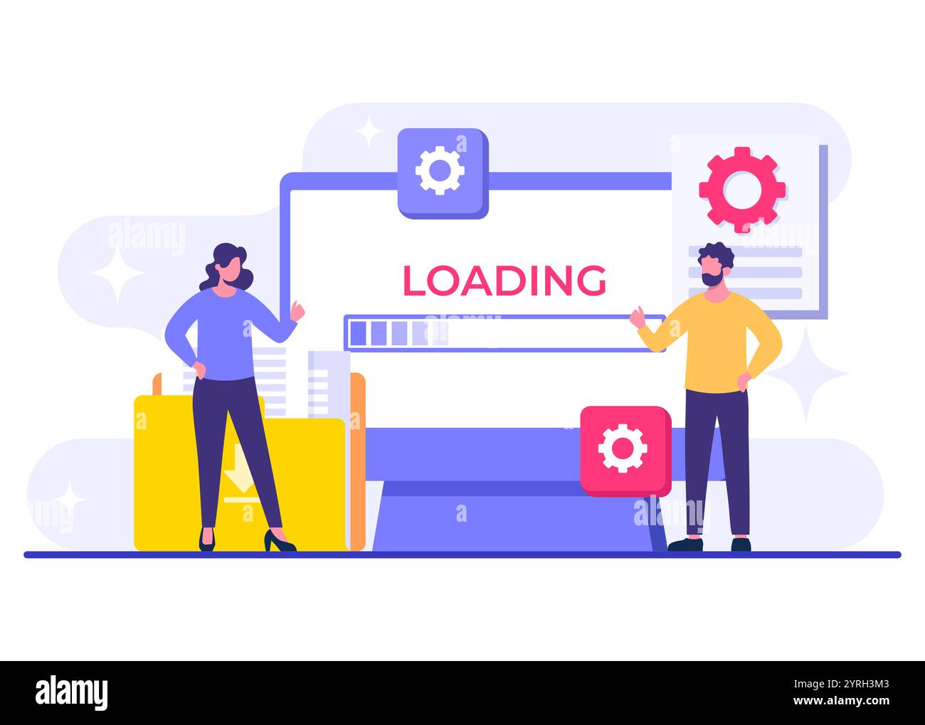 System maintenance flat vector illustration, Error, Fixing trouble ...