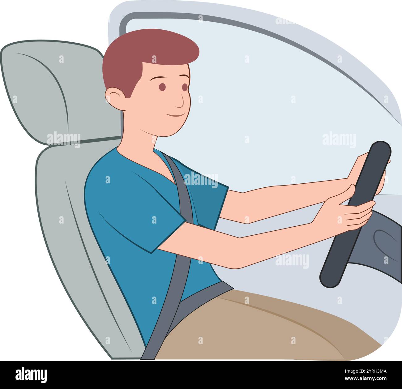 man sitting in the driver's seat and driving Stock Vector Image & Art ...