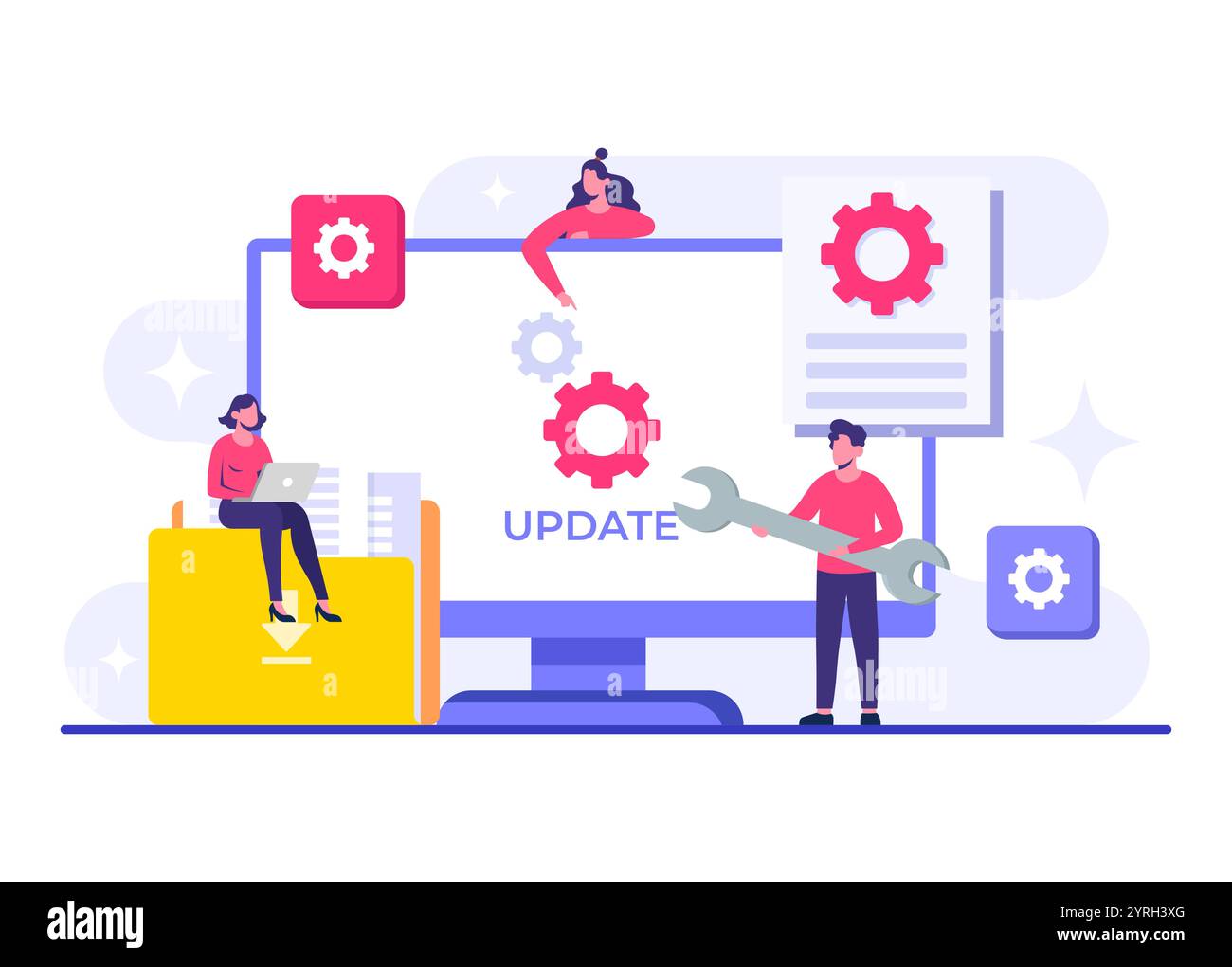 System maintenance flat vector illustration, Error, Fixing trouble ... System maintenance flat vector illustration, Error, Fixing trouble ...